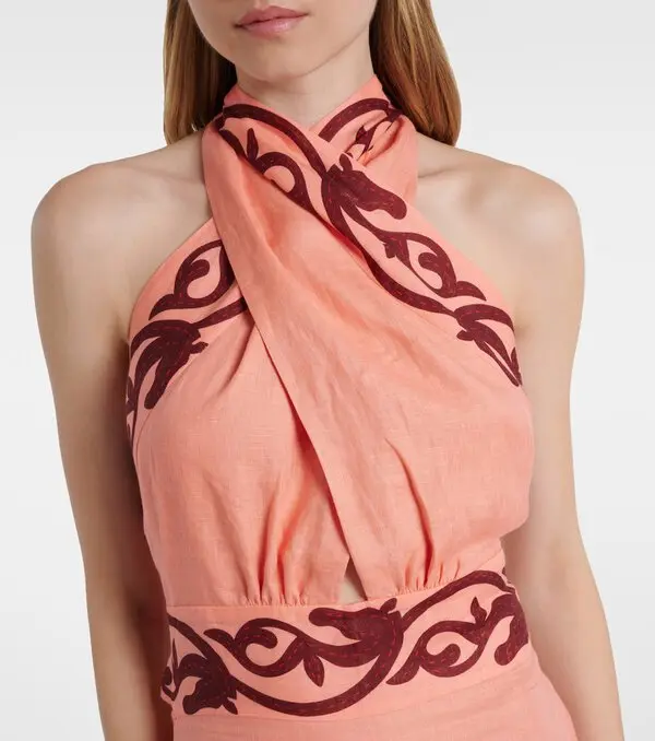 Johanna Ortiz Energetic Patterns Linen Maxi Dress - Pink