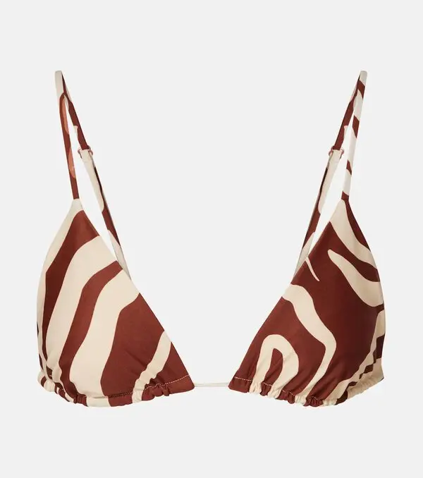 Johanna Ortiz Konibo Printed Bikini Top - Brown