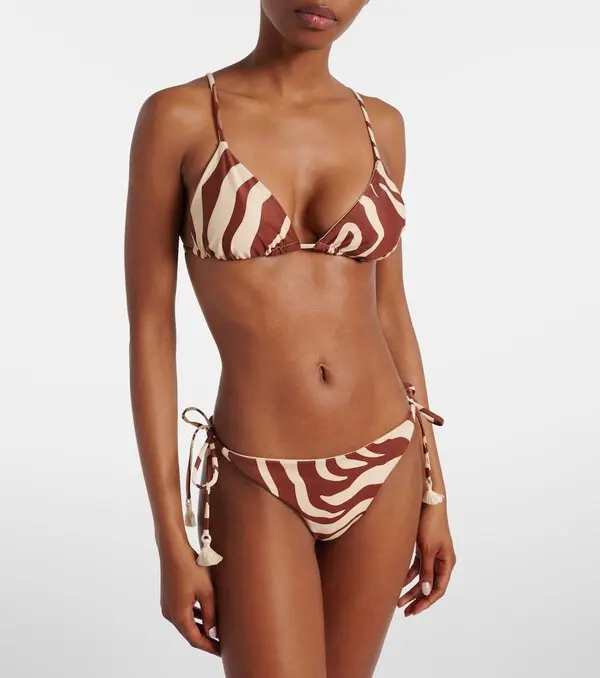 Johanna Ortiz Konibo Printed Bikini Top - Brown