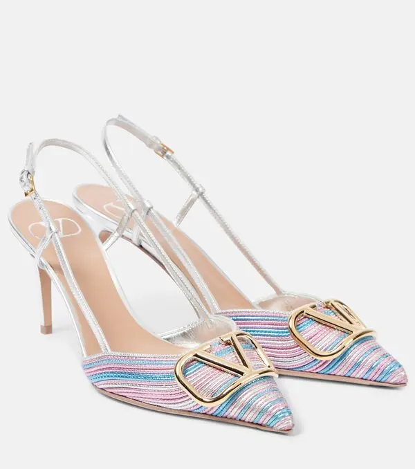 Valentino Garavani Vlogo Signature Leather Slingback Pumps - Multicoloured