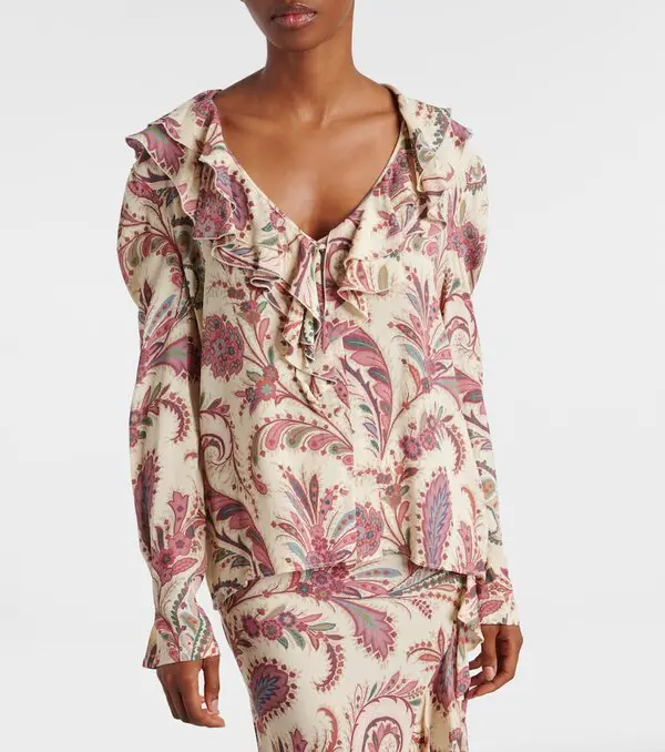 Etro Printed Ruffled Blouse