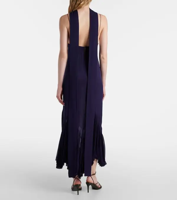 Khaite Candita Scarf-detail Silk Midi Dress