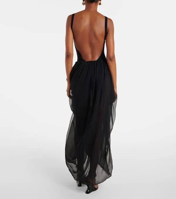 Magda Butrym Ruffled Silk Tulle Maxi Skirt