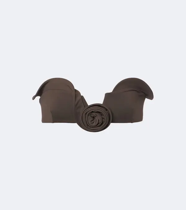 Magda Butrym Floral Appliqué Bikini Top In Cream - Brown