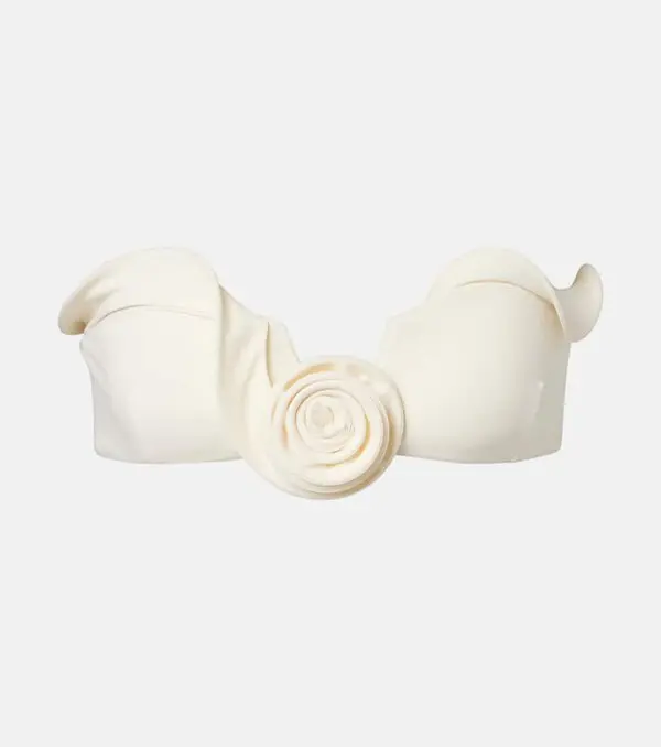 Magda Butrym Floral-appliqué Bikini Top - White