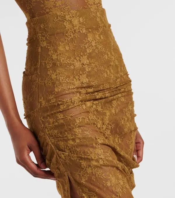 Alex Perry Floral Sheer Lace Skirt - Green