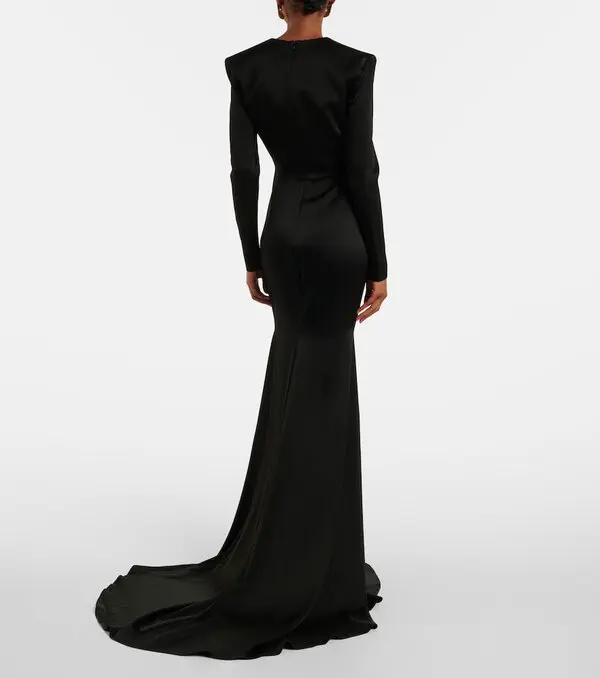 Alex Perry Satin Crêpe Gown - Black