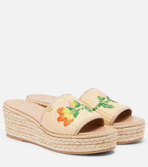 Valentino Garavani Bribri 65 Raffia Espadrille Wedges - Beige