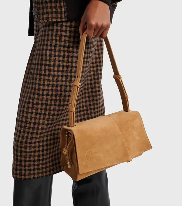 CHRISTIAN LOUBOUTIN Baggy Small Suede Shoulder Bag - Beige