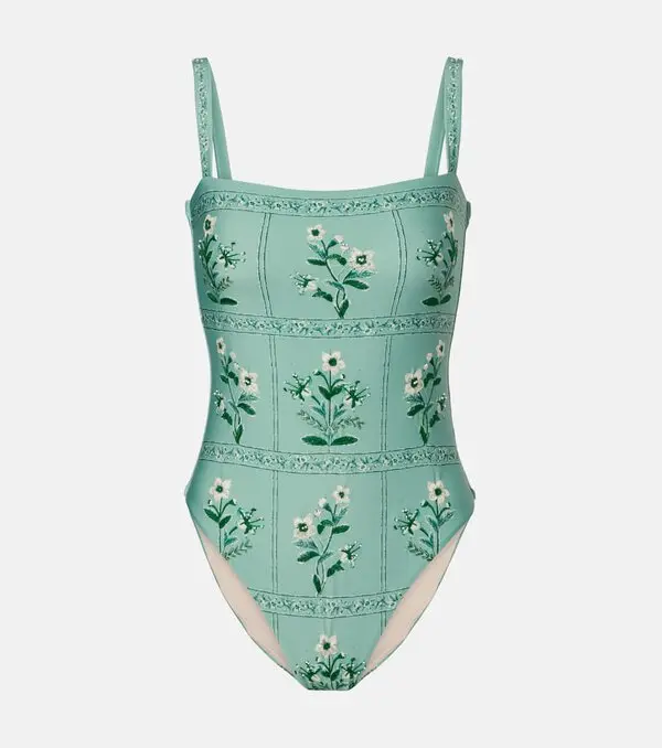 Agua Bendita Durazno Ceiba Floral Swimsuit - Green