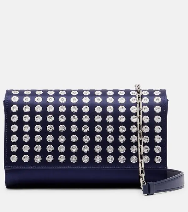 CHRISTIAN LOUBOUTIN Paloma Small Satin Crêpe Clutch - Blue