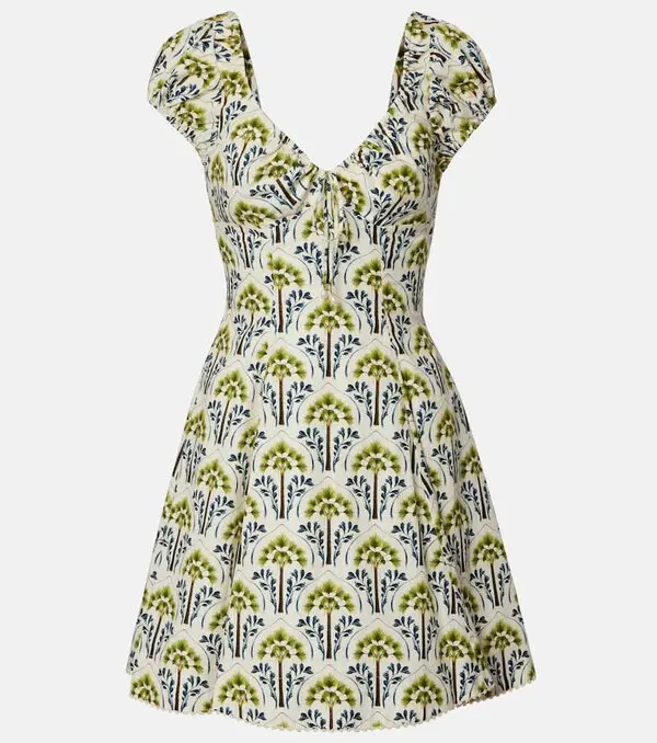 Agua Bendita Mati Moriche Cotton Poplin Minidress - Multicoloured