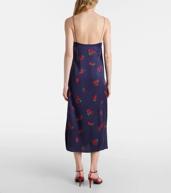 Khaite Sicily Printed Twill Slip Dress - Blue