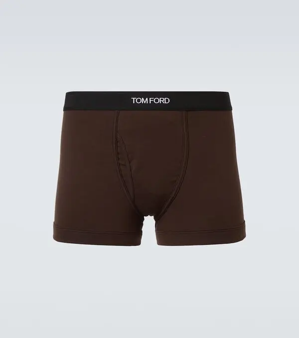 TOM FORD Logo Cotton-blend Boxer Briefs - Brown