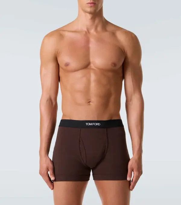 TOM FORD Logo Cotton-blend Boxer Briefs - Brown