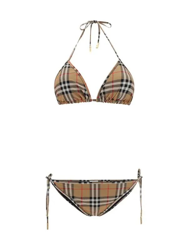 Burberry Checked Bikini Set - Brown