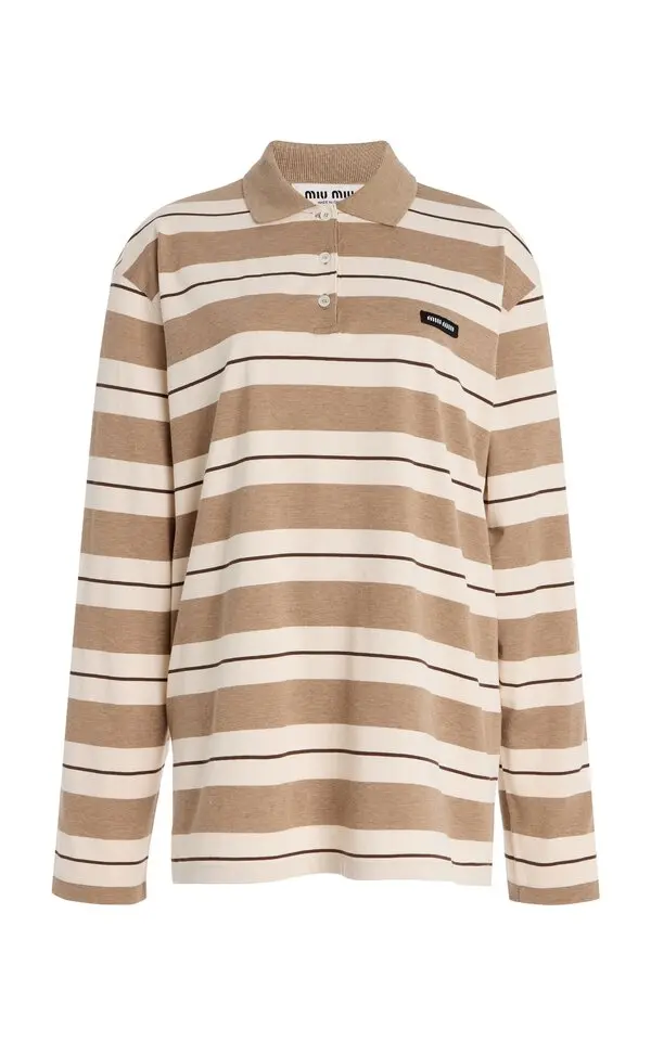 Miu Miu Striped Cotton Polo Top