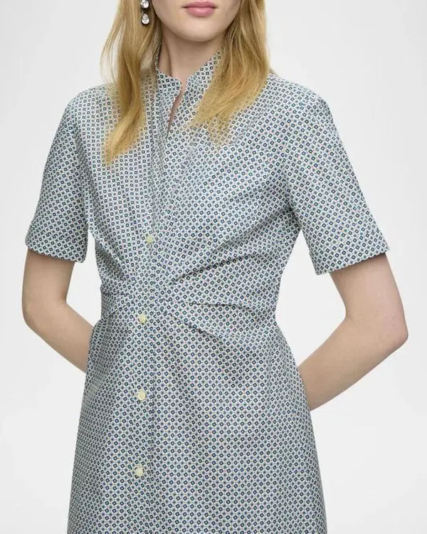 CALLAS MILANO Pleated Geometric-print Midi Shirtdress - Blupat