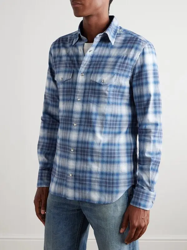 TOM FORD Slim-fit Checked Cotton-poplin Shirt