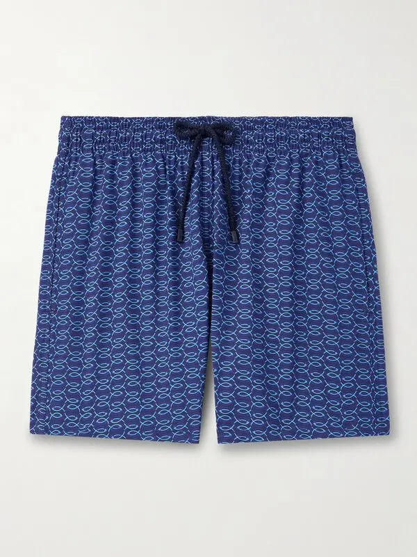 Vilebrequin Moopea Straight-leg Mid-length Printed Swim Shorts - Blue