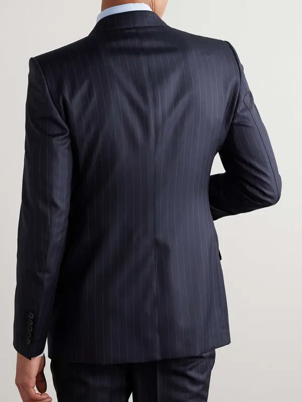 TOM FORD Dyllan Slim-fit Pinstriped Wool-twill Suit Jacket - Navy