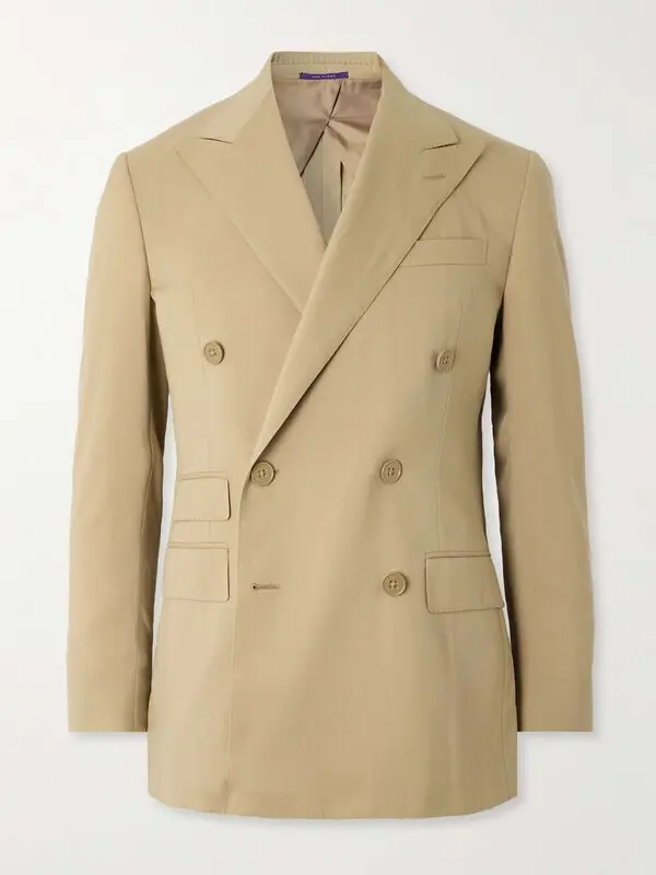 Ralph Lauren Purple Label Kent Double-breasted Wool Suit Jacket - Beige