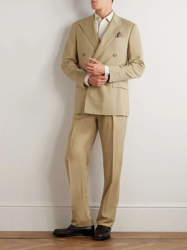 Ralph Lauren Purple Label Kent Double-breasted Wool Suit Jacket - Beige