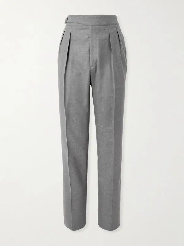 Ralph Lauren Purple Label Gregory Tapered Pleated Worsted Wool-flannel Trousers
