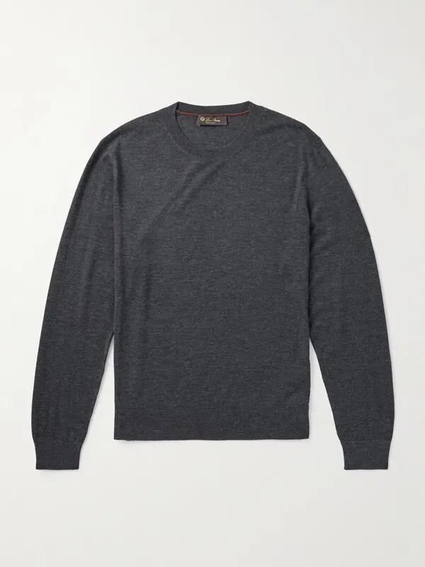 Loro Piana Sottile Slim-fit Wool, Silk And Cashmere-blend Sweater - Gray