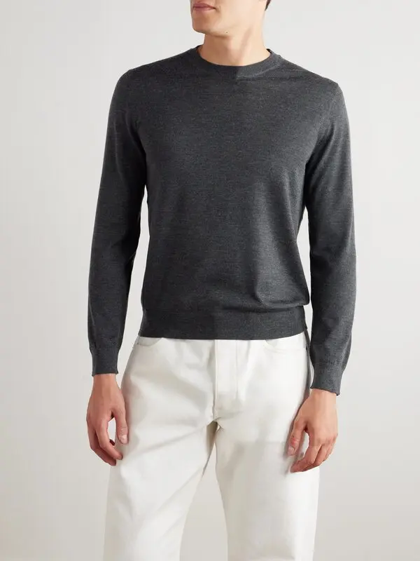 Loro Piana Sottile Slim-fit Wool, Silk And Cashmere-blend Sweater - Gray
