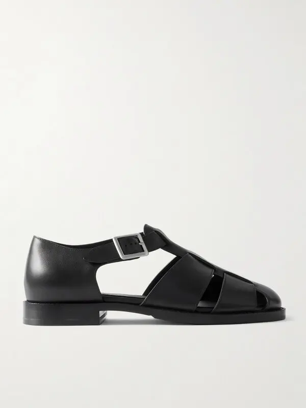 J.M. WESTON Leather Fisherman Sandals - Black