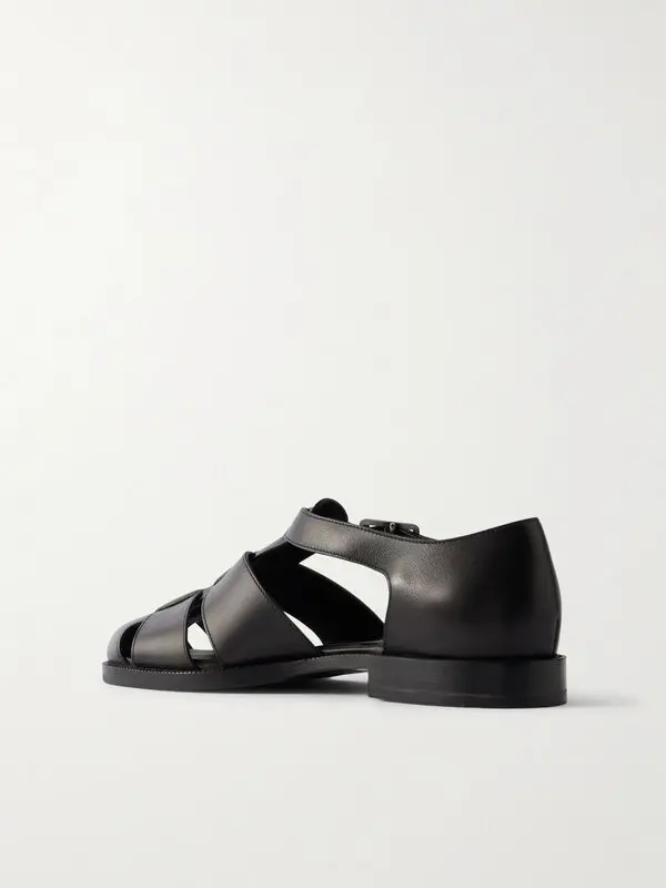 J.M. WESTON Leather Fisherman Sandals - Black