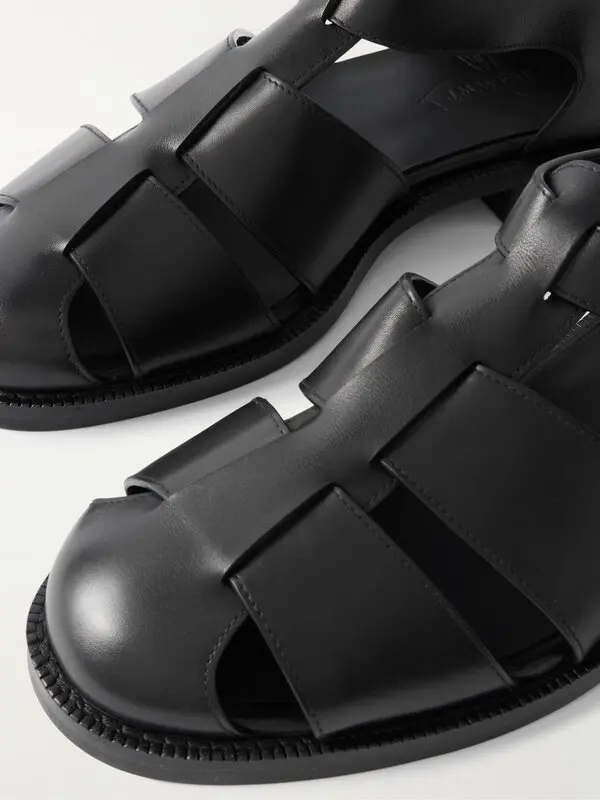 J.M. WESTON Leather Fisherman Sandals - Black
