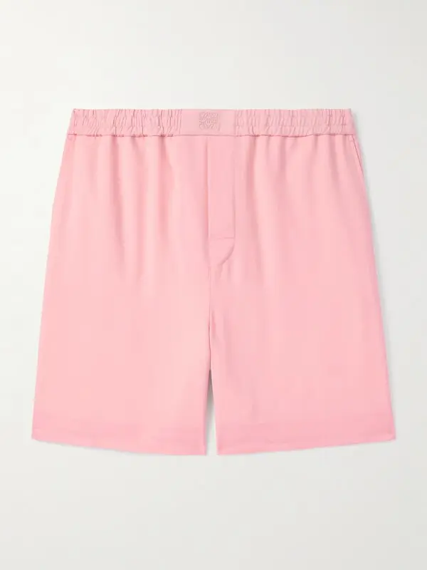 Loewe Straight-leg Logo-embroidered Wool Shorts