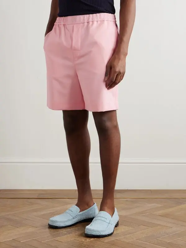Loewe Straight-leg Logo-embroidered Wool Shorts