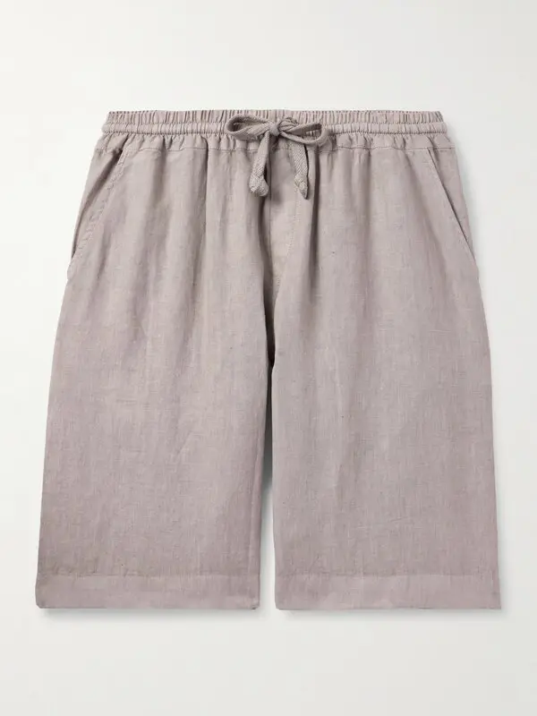 Fedeli Vico Straight-leg Linen Shorts - Brown