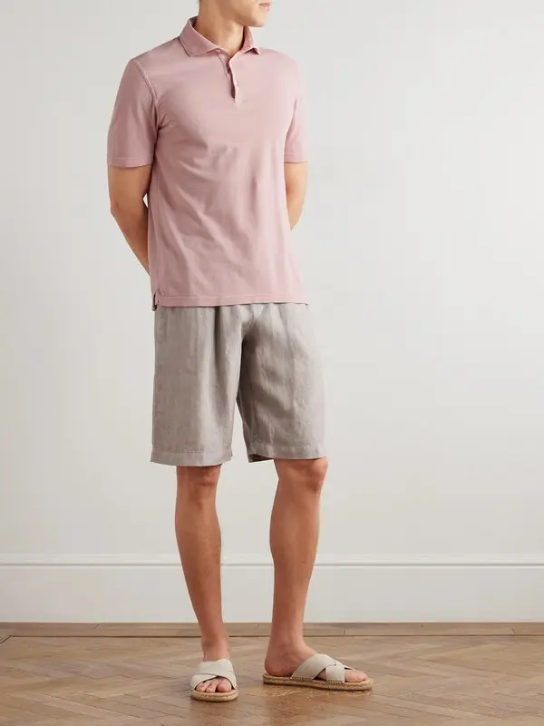 Fedeli Vico Straight-leg Linen Shorts - Brown