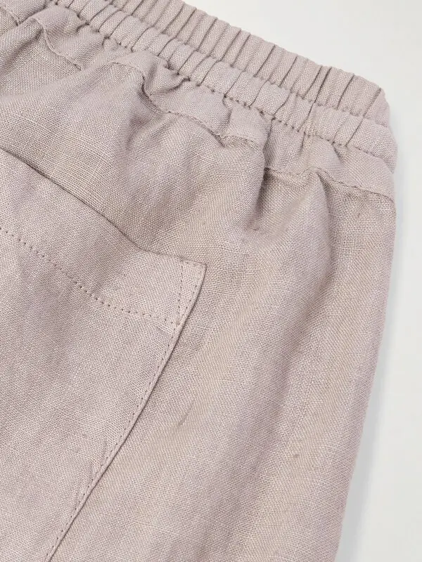 Fedeli Vico Straight-leg Linen Shorts - Brown