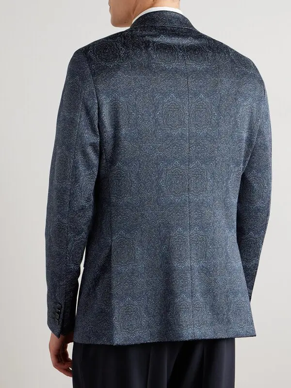 Etro Roma Slim-fit Jacquard Blazer - Blue