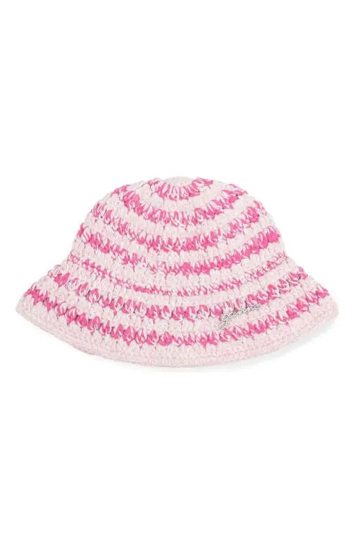 GANNI Cotton Mélange Crochet Bucket Hat - Pink Multicolor