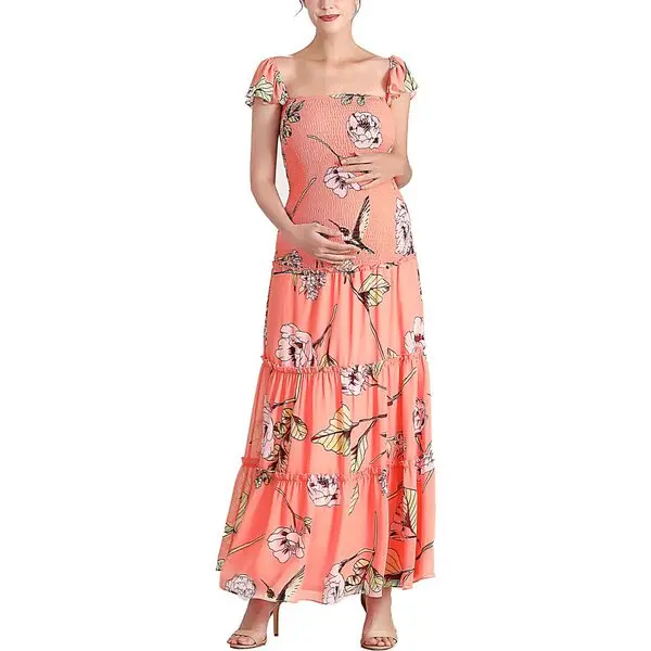 KIMI + KAI Addy Smocked Maternity Maxi Dress
