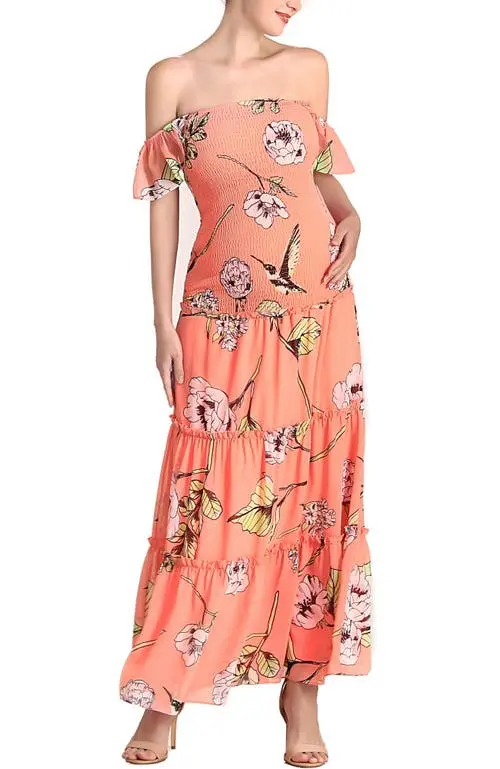KIMI + KAI Addy Smocked Maternity Maxi Dress