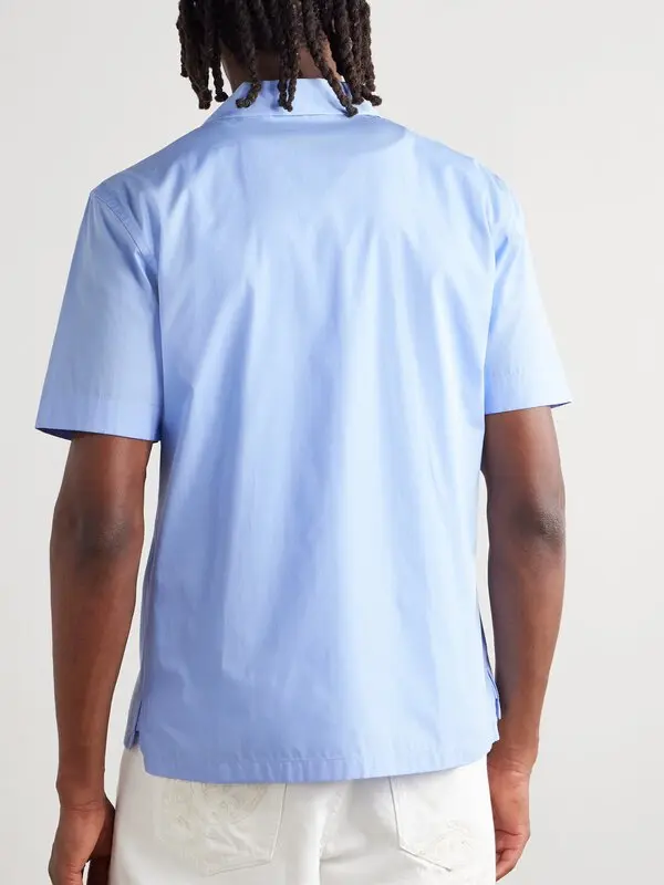 Dolce & Gabbana Camp-collar Logo-embroidered Cotton-poplin Shirt