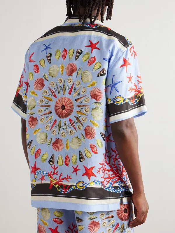 Dolce & Gabbana Camp-collar Printed Linen Shirt