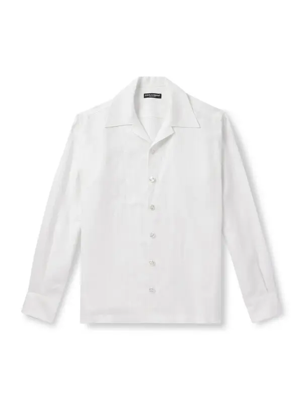 Dolce & Gabbana Camp-collar Linen-canvas Shirt - White