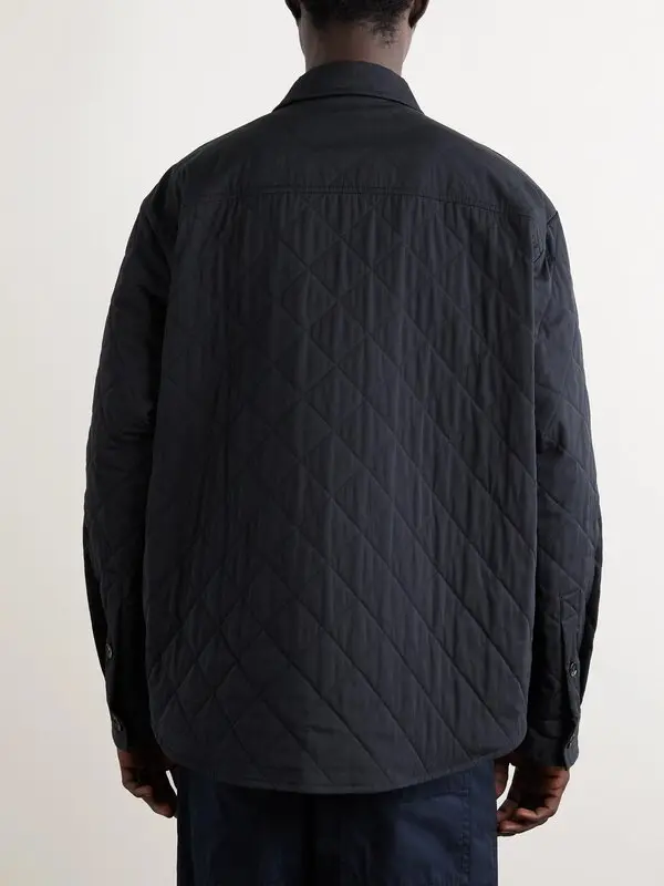 Bottega Veneta Intrecciato Suede-trimmed Quilted Cotton-blend Overshirt - Blue