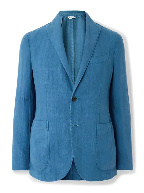 Boglioli Unstructured Linen Suit Jacket - Blue
