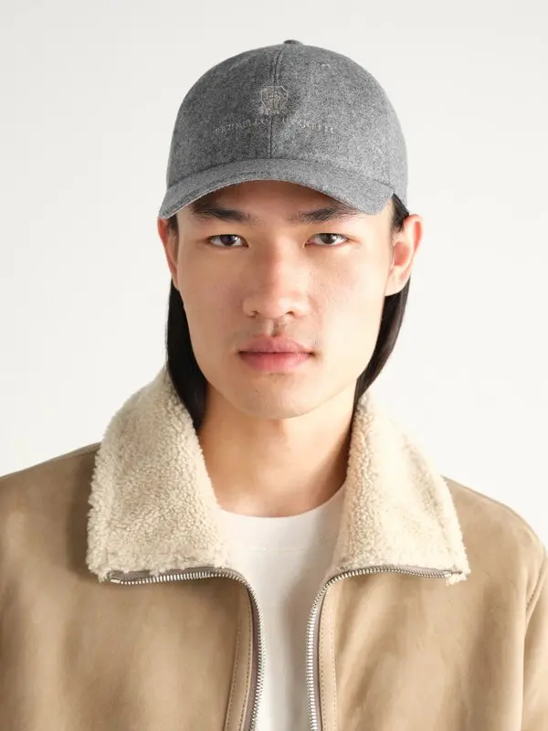 Brunello Cucinelli Logo-embroidered Wool-flannel Baseball Cap - Gray