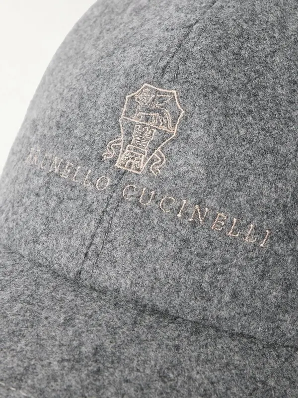 Brunello Cucinelli Logo-embroidered Wool-flannel Baseball Cap - Gray