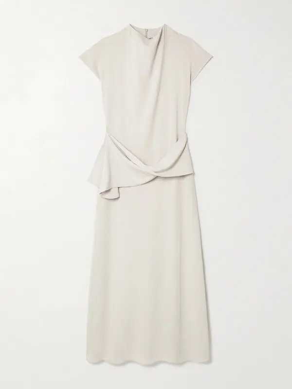 Tove Clem Draped Crepe Maxi Dress - Gray